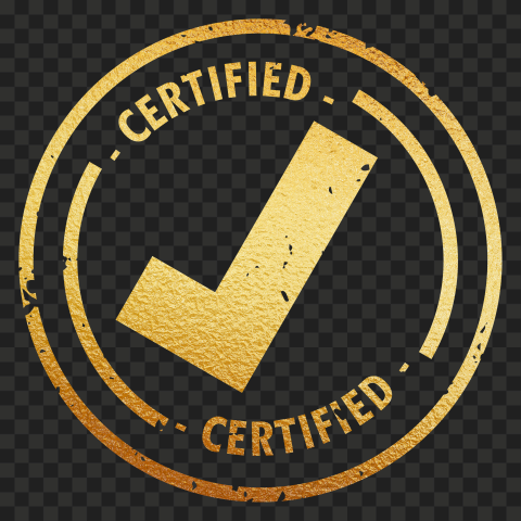HD Golden Round Certified Stamp With Check Mark PNG | Citypng
