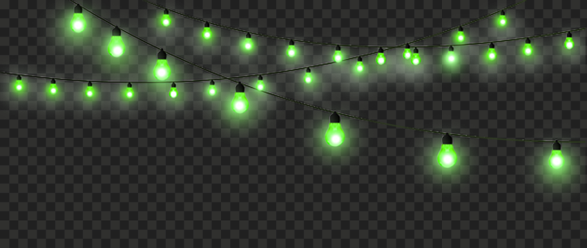HD Green Hanging Decorative String Bulb Light PNG | Citypng