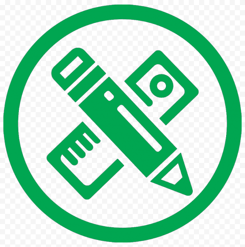 HD Green Round Icon Contains Pencil and Ruler PNG | Citypng