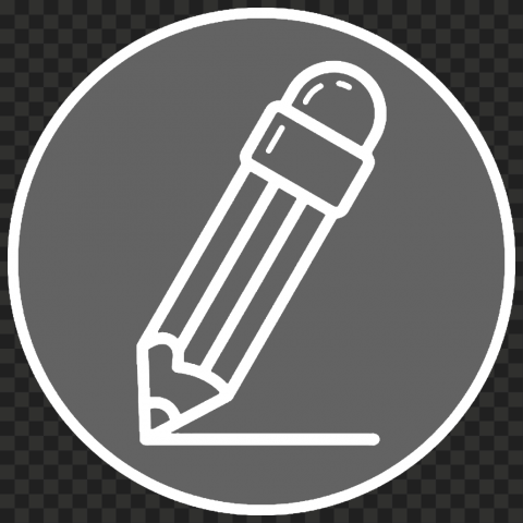 HD Grey & White Round Pencil Icon Outline PNG | Citypng