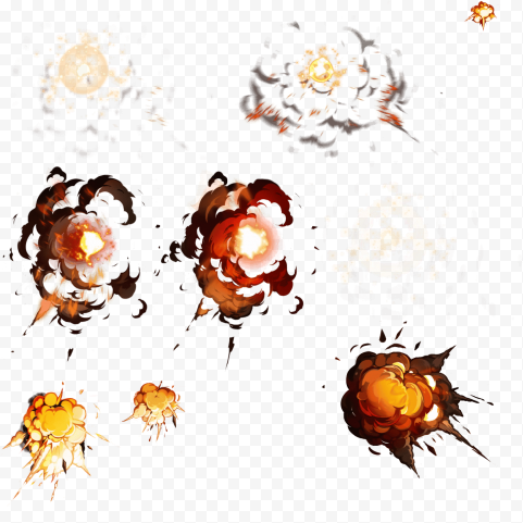 HD Group Of Comic Game Fire Explosion Effects PNG | Citypng