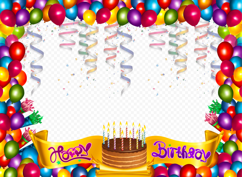 HD Blue Happy Birthday Poster Frame PNG | Citypng