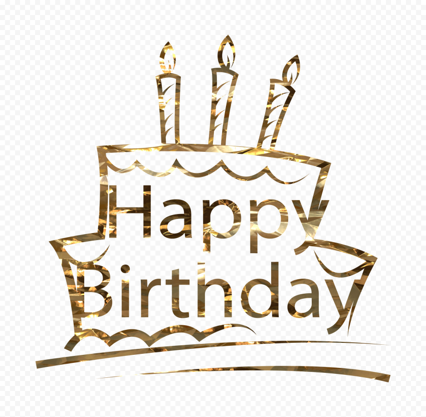 HD Happy Birthday Golden Text PNG | Citypng