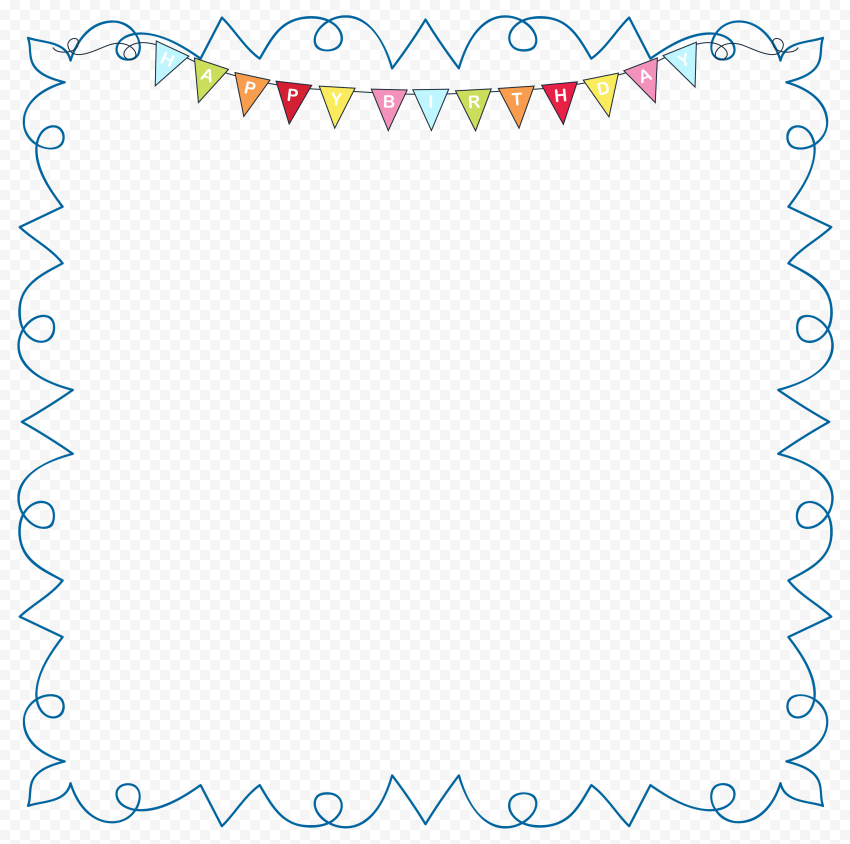 HD Happy Birthday In Pennant Banner Frame Design PNG | Citypng