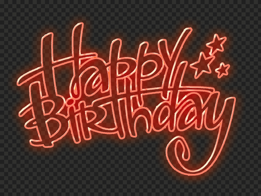 HD Happy Birthday Red Glowing Neon Text PNG | Citypng