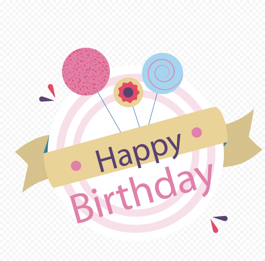 HD Happy Birthday Round Flat Vector Logo PNG | Citypng