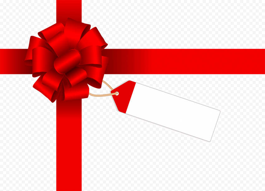 HD Holiday Cross Red Ribbon Pull Bow With Tag PNG | Citypng