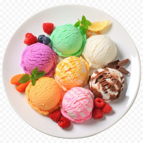 HD Ice Cream Flavors Plate Top View PNG | Citypng
