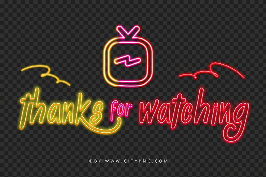 HD Thanks For Watching Neon Sign With Heart Icon PNG | Citypng