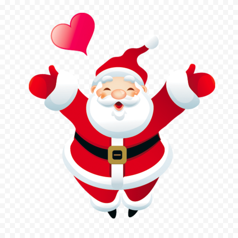 HD Lovely Cartoon Santa Claus Red Heart PNG | Citypng