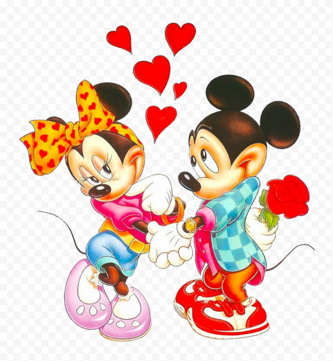 HD Mickey Holding Red Rose For Minnie PNG | Citypng