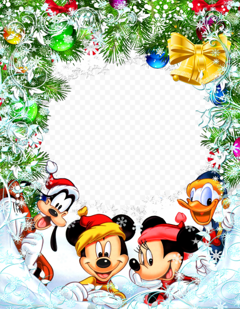HD Mickey Mouse And Friends Christmas Photo Frame PNG | Citypng