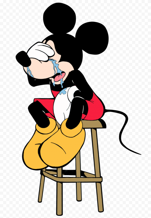 HD Mickey Mouse Crying Sad Sitting On a Chair PNG | Citypng