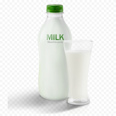HD Milk Bottle With Glass PNG | Citypng