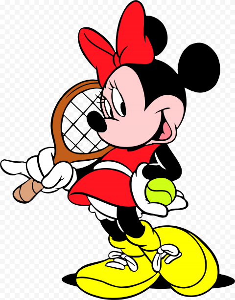 HD Minnie Mouse Holding Tennis Racket And Ball PNG | Citypng
