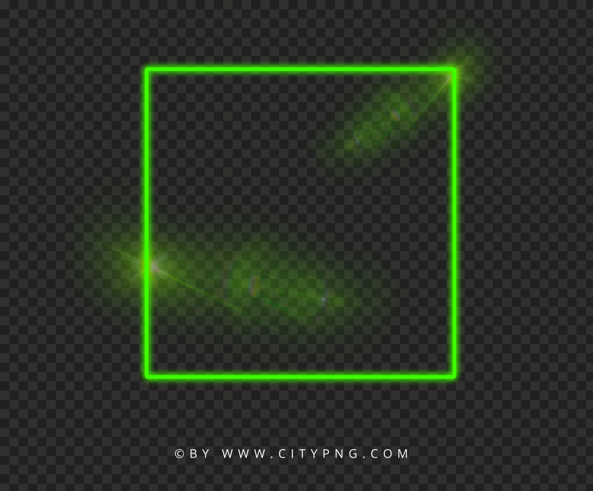 HD Neon Green Square Frame Flare Effect Transparent PNG | Citypng