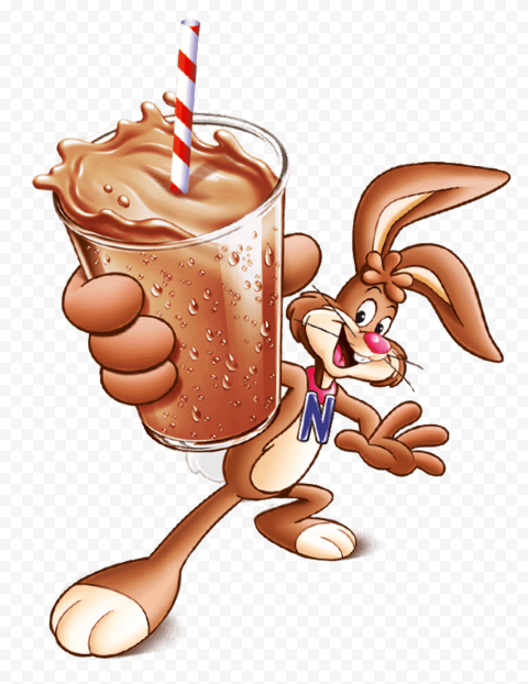 HD Nesquik Rabbit Holding Cup Of Chocolate Milk PNG | Citypng