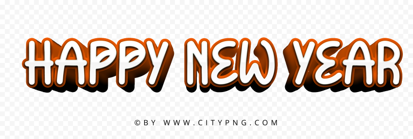 HD Orange Happy New Year 3D Text Transparent PNG | Citypng