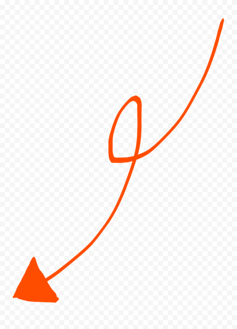 HD Orange Line Art Drawn Arrow Pointing Down Left PNG | Citypng