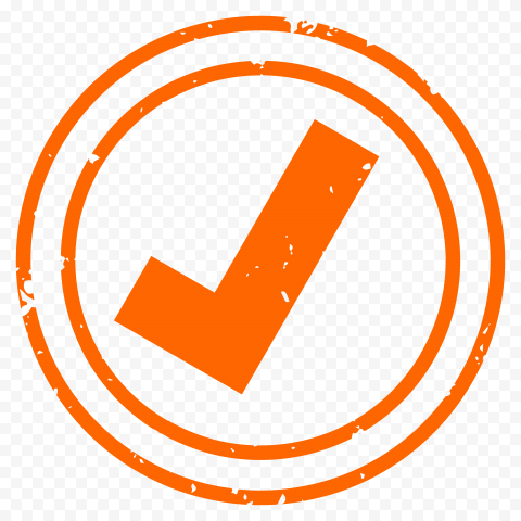 HD Orange Round Yes Tick Check Mark Stamp PNG | Citypng