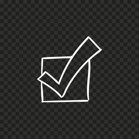 HD Outline Check Mark Tick Box Hand Drawn White Sketch Icon PNG | Citypng