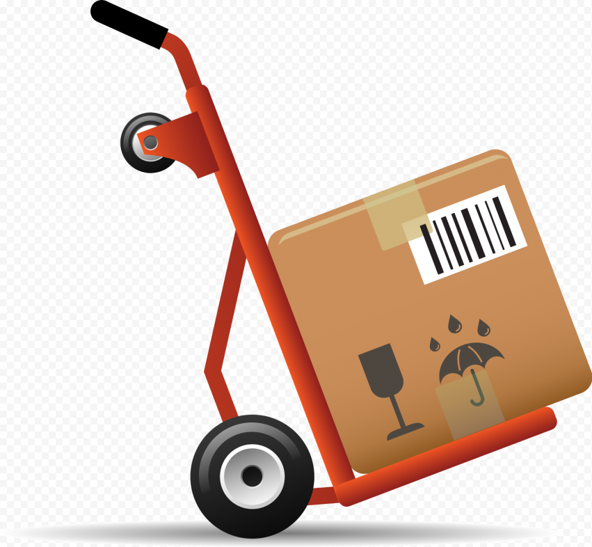 HD Package Box In Dolly Delivery Illustration Icon PNG | Citypng