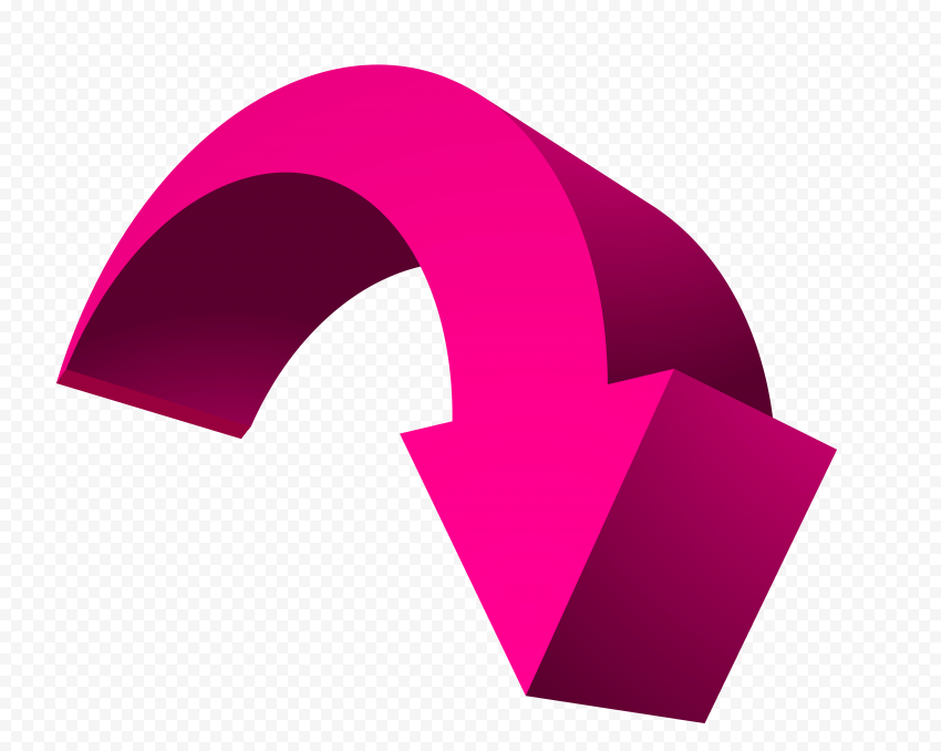 HD Pink 3D Curved Arrow Pointing Down PNG | Citypng
