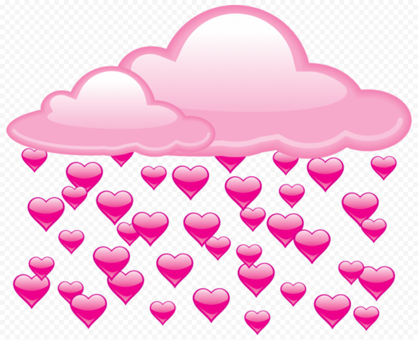 HD Pink Cloud Rain Emoji Hearts PNG | Citypng