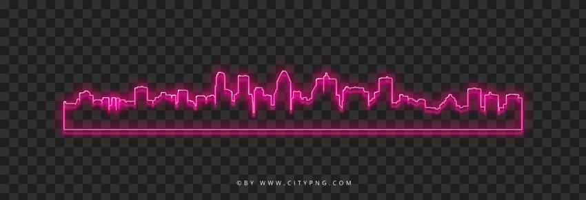 HD Pink Neon City Silhouette Transparent Background | Citypng