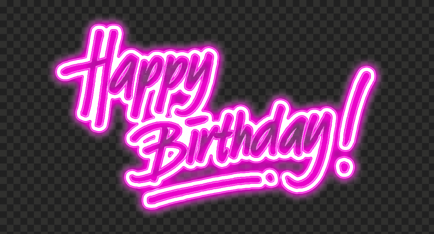 HD Pink Neon Happy Birthday Lettering Calligraphy PNG | Citypng