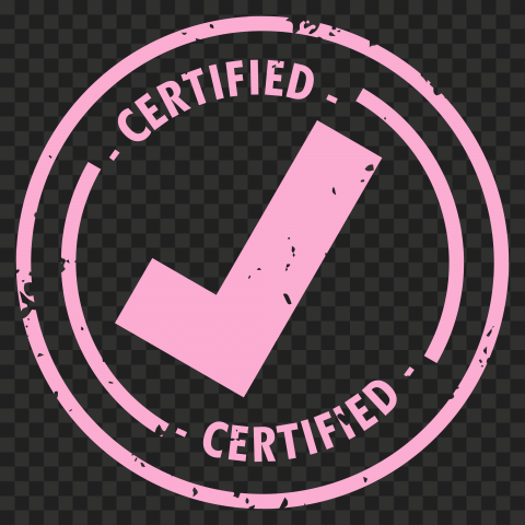 HD Pink Round Certified Stamp With Check Mark Transparent PNG | Citypng
