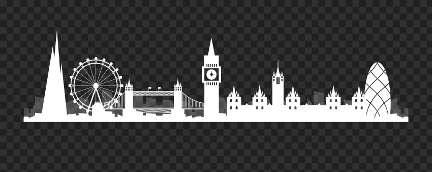HD PNG London City Skyline Cityscape White Silhouette | Citypng