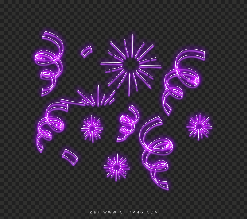 HD PNG Purple Neon Glowing Doodle Confetti | Citypng