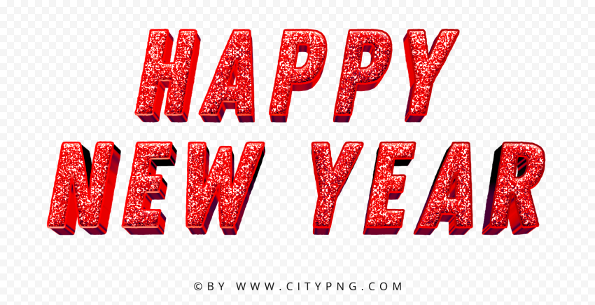 HD PNG Red Glitter Happy New Year Text Art | Citypng
