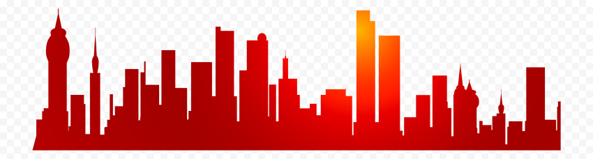 HD PNG Skyscraper Skyline Red Orange City Silhouette | Citypng