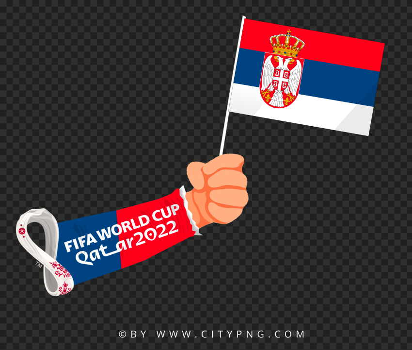 HD PNG World Cup 2022 Hand Holding Serbia Flag Pole | Citypng