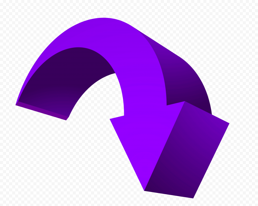 HD Purple 3D Curved Arrow Pointing Down PNG | Citypng