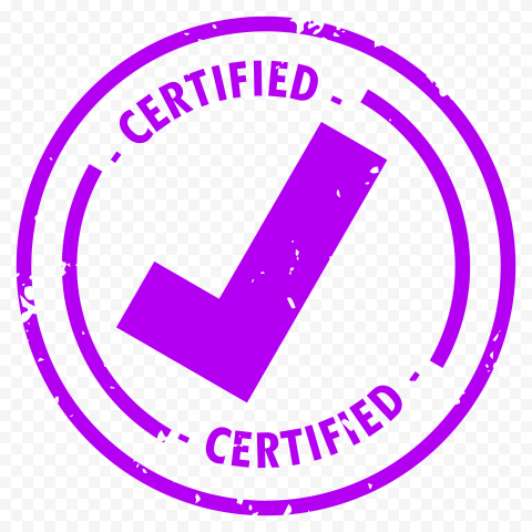 HD Purple Round Certified Stamp With Check Mark Transparent PNG | Citypng