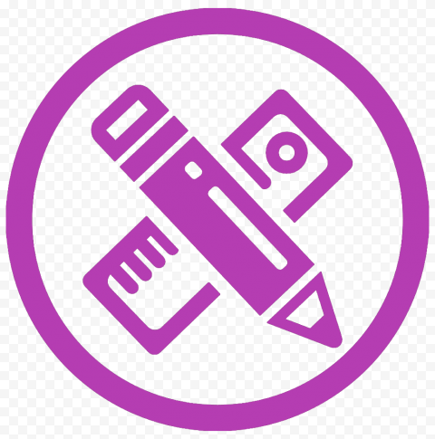 HD Purple Round Icon Contains Pencil and Ruler PNG | Citypng