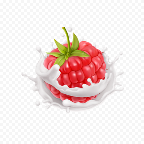 HD Raspberry Fruit With Milk Splash Drops PNG | Citypng