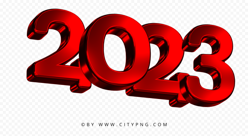 HD Red 2023 3D Text Logo New Year Transparent PNG | Citypng
