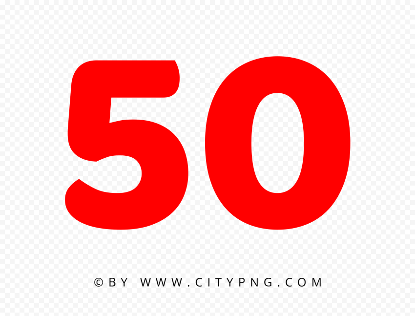 HD Red 50 Text Number Transparent Background | Citypng