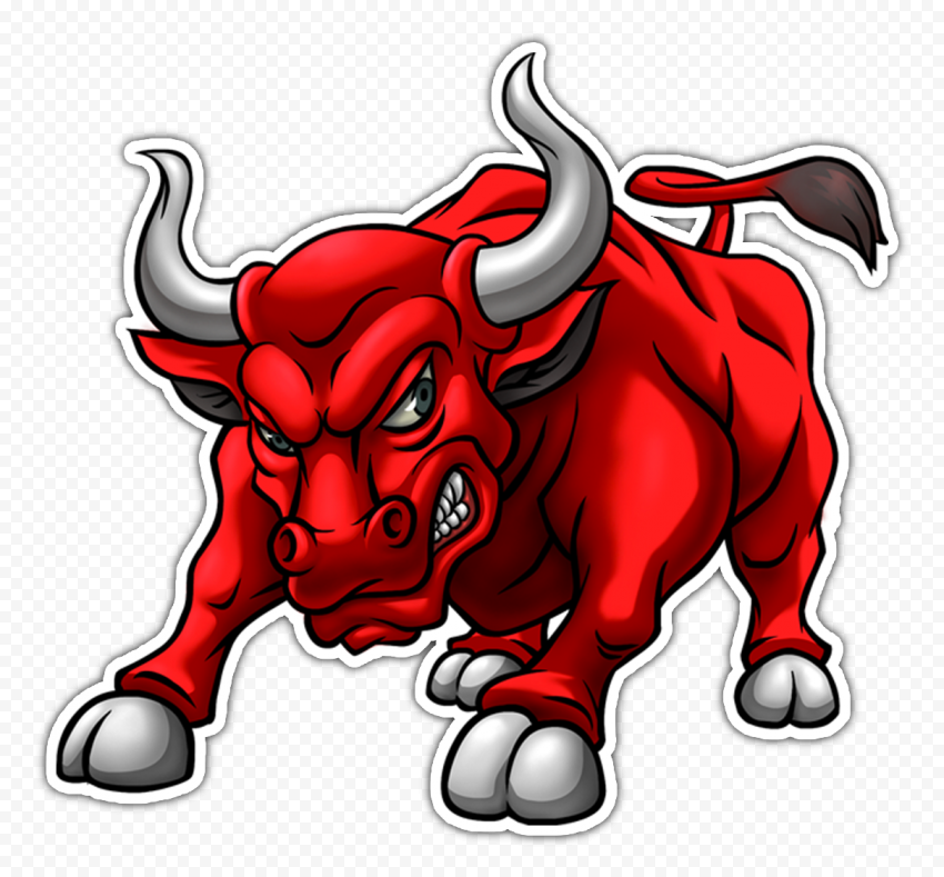 HD Red Angry Bull Cartoon Stickers PNG | Citypng