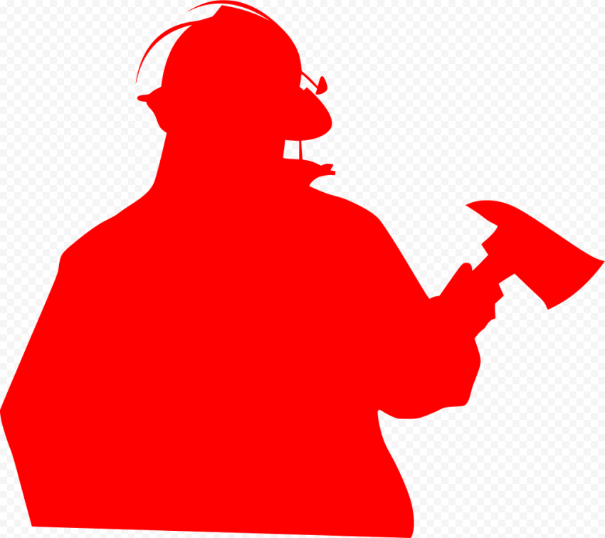 HD Red Firefighter Fireman With Axe Silhouette PNG | Citypng