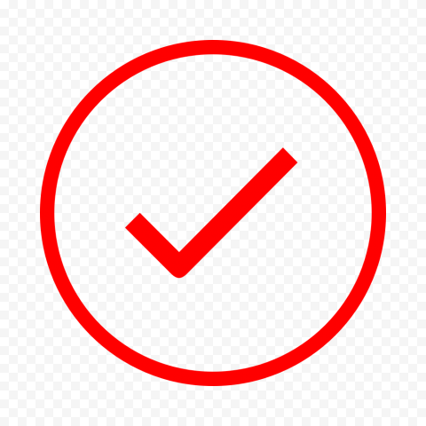 HD Red Flat Outline Round Tick Check Mark Icon Symbol PNG | Citypng