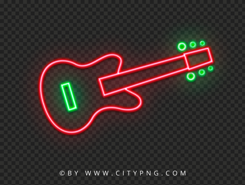 HD Red & Green Neon Light Guitar Transparent PNG | Citypng