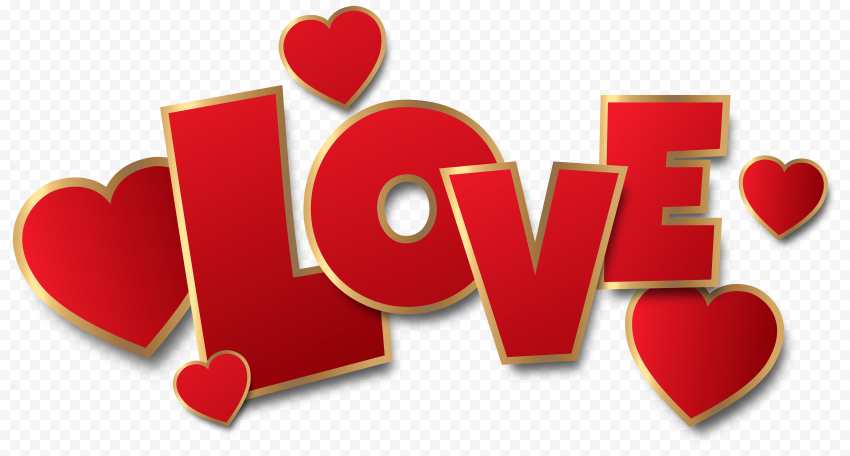 HD Red Love Word With Hearts PNG | Citypng