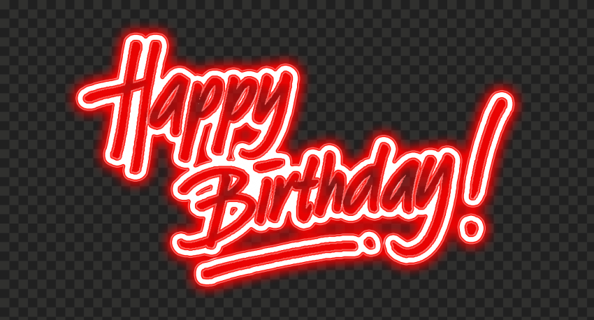 HD Red Neon Happy Birthday Lettering Calligraphy PNG | Citypng