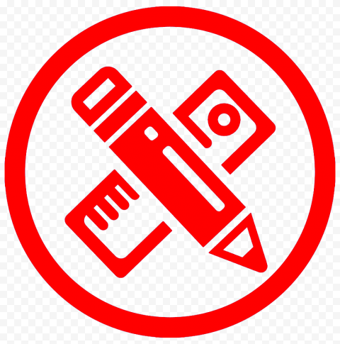 HD Red Round Icon Contains Pencil and Ruler PNG | Citypng