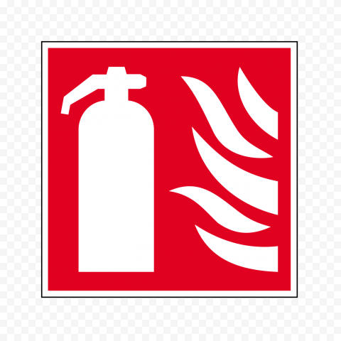 HD Red Square Fire Extinguisher Sign Transparent PNG | Citypng
